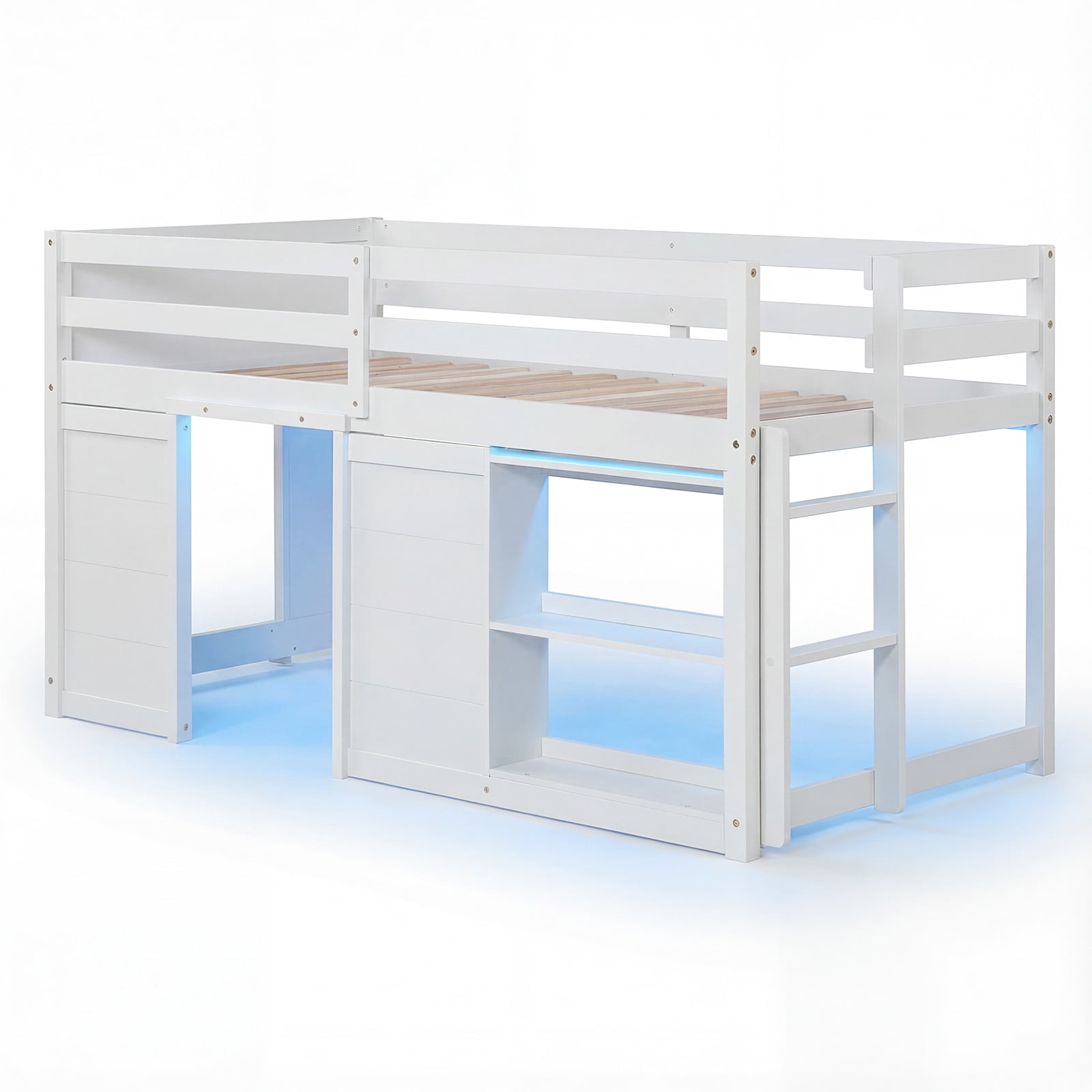 Click here for Gymax Twin Size Loft Bed W/ Led Lights 2 Doors Und... prices