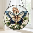 Blue Butterfly And Clover Stained Glass Style Suncatcher Window Hanging ...