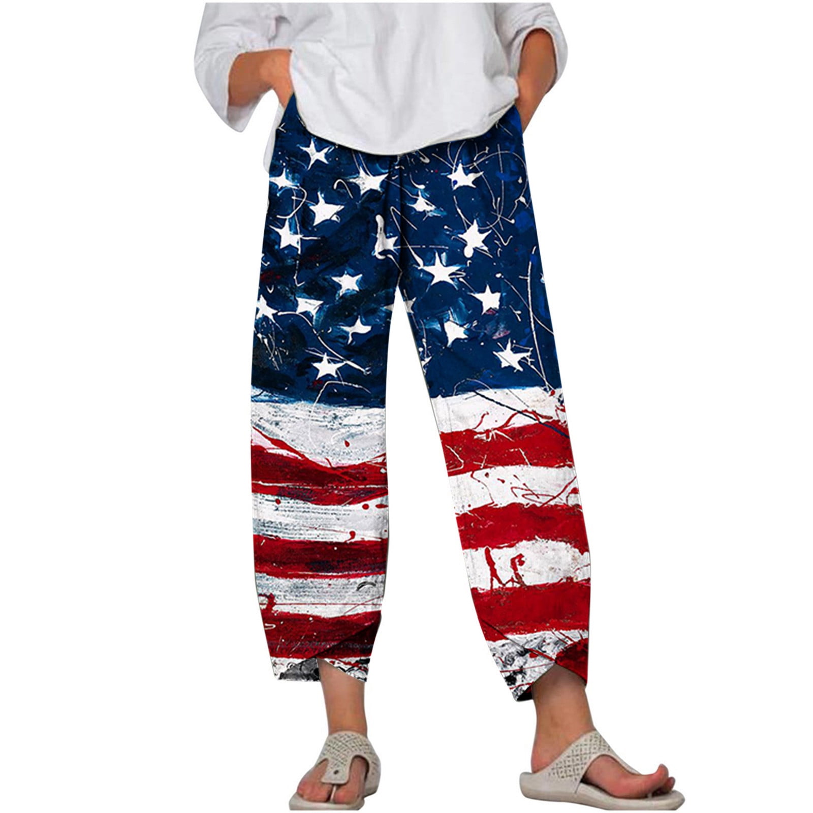 SOOMLON Women's American USA Flag Leggings Stripes Patriotic Yoga High ...