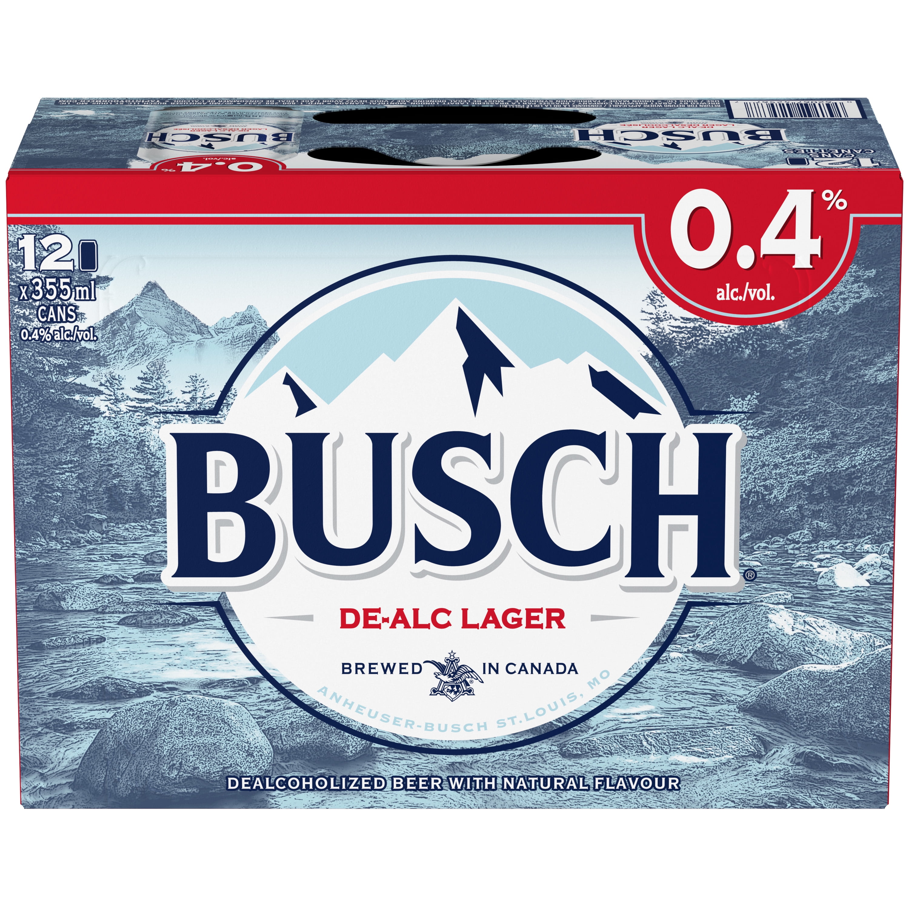 Busch De-alcoholized Beer, 355mL Cans, Smooth Taste, 0.4% Alcoholic ...