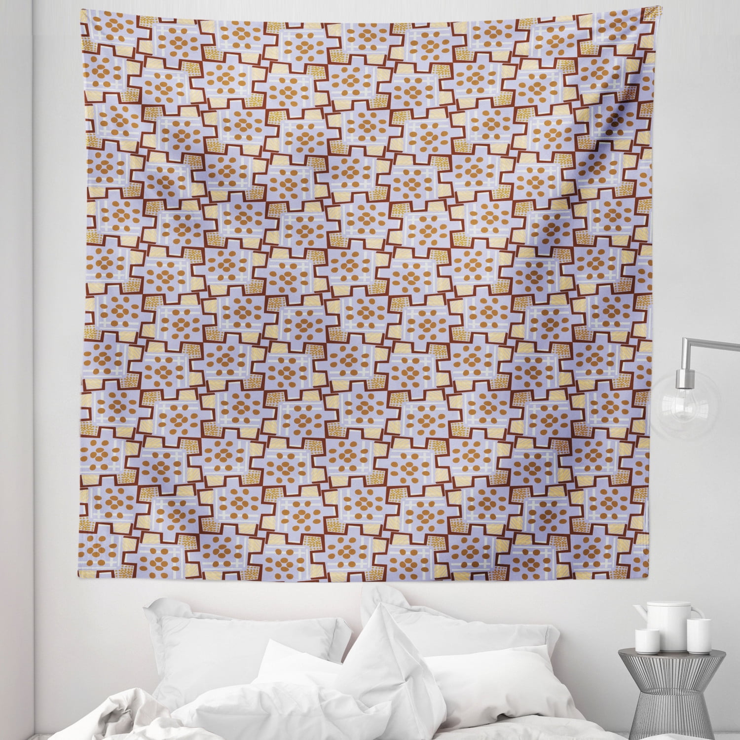 Earth Tones Tapestry, Kenyan Style Funky Trippy Oblong Circles with ...