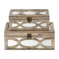 Contemporary Home Living Set of 2 Brown Rectangular Storage Boxes with ...