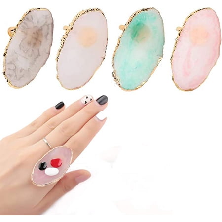 SHENMO 4 Pieces Finger Ring Shaped Resin Nail Art Rings Palettes Set ...