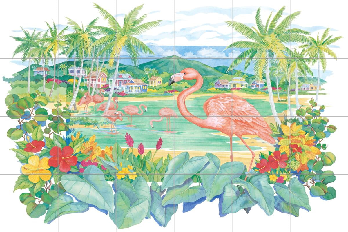 Tile Mural Kitchen Backsplash - Flamingo Island - by Paul Brent ...