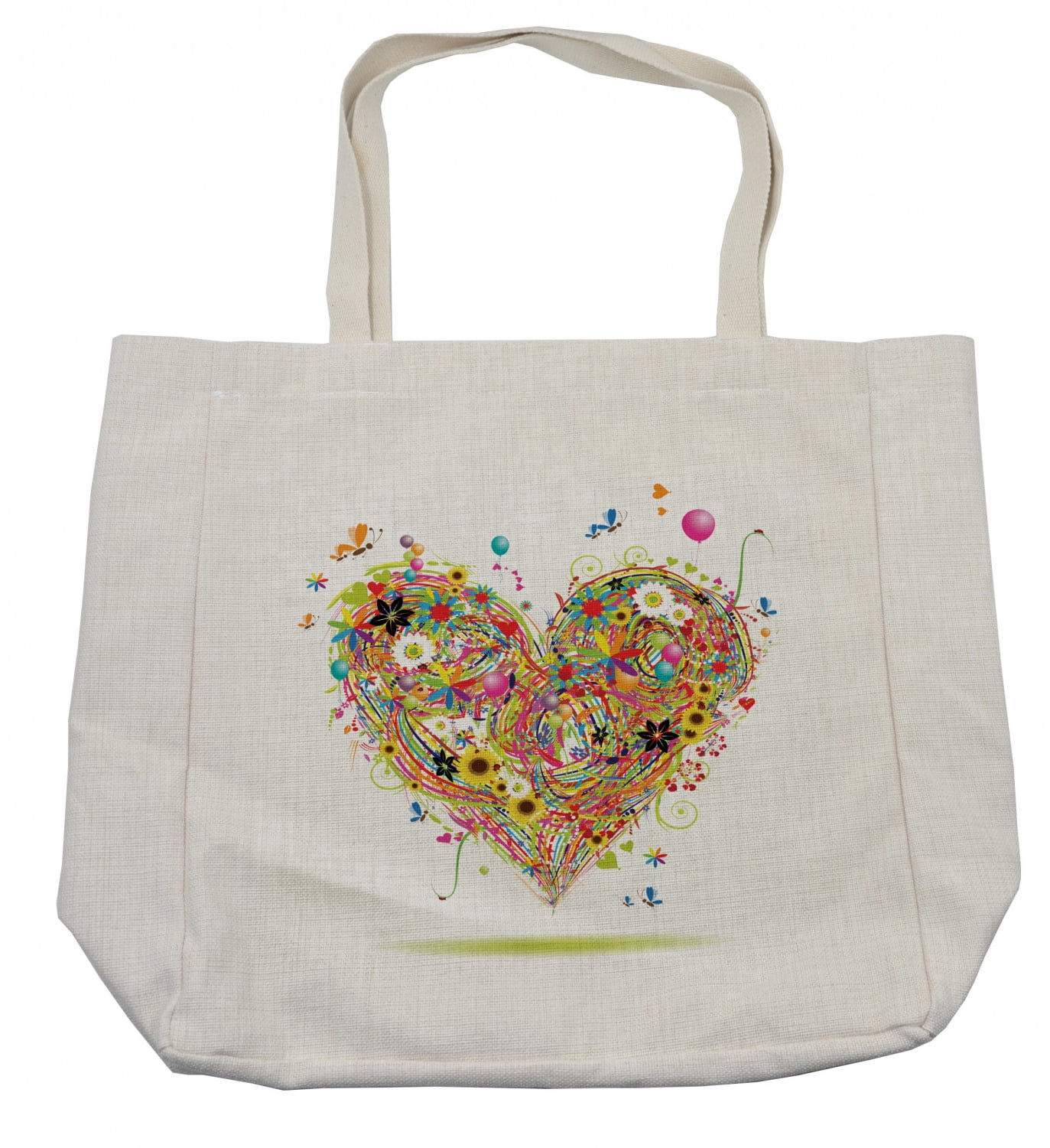 Heart Shopping Bag, Romantic Arrangement with Colorful Watercolor Style ...