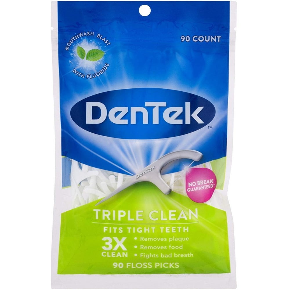 DenTek Triple Clean Floss Picks, 90 ea (Pack of 3) - Walmart.com ...