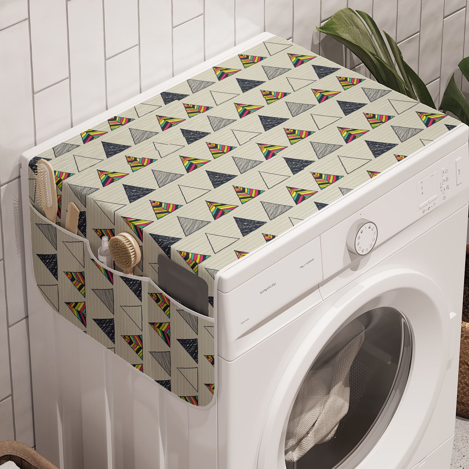 Geometric Washing Machine Organizer, Abstract Hand Drawn Triangles with ...