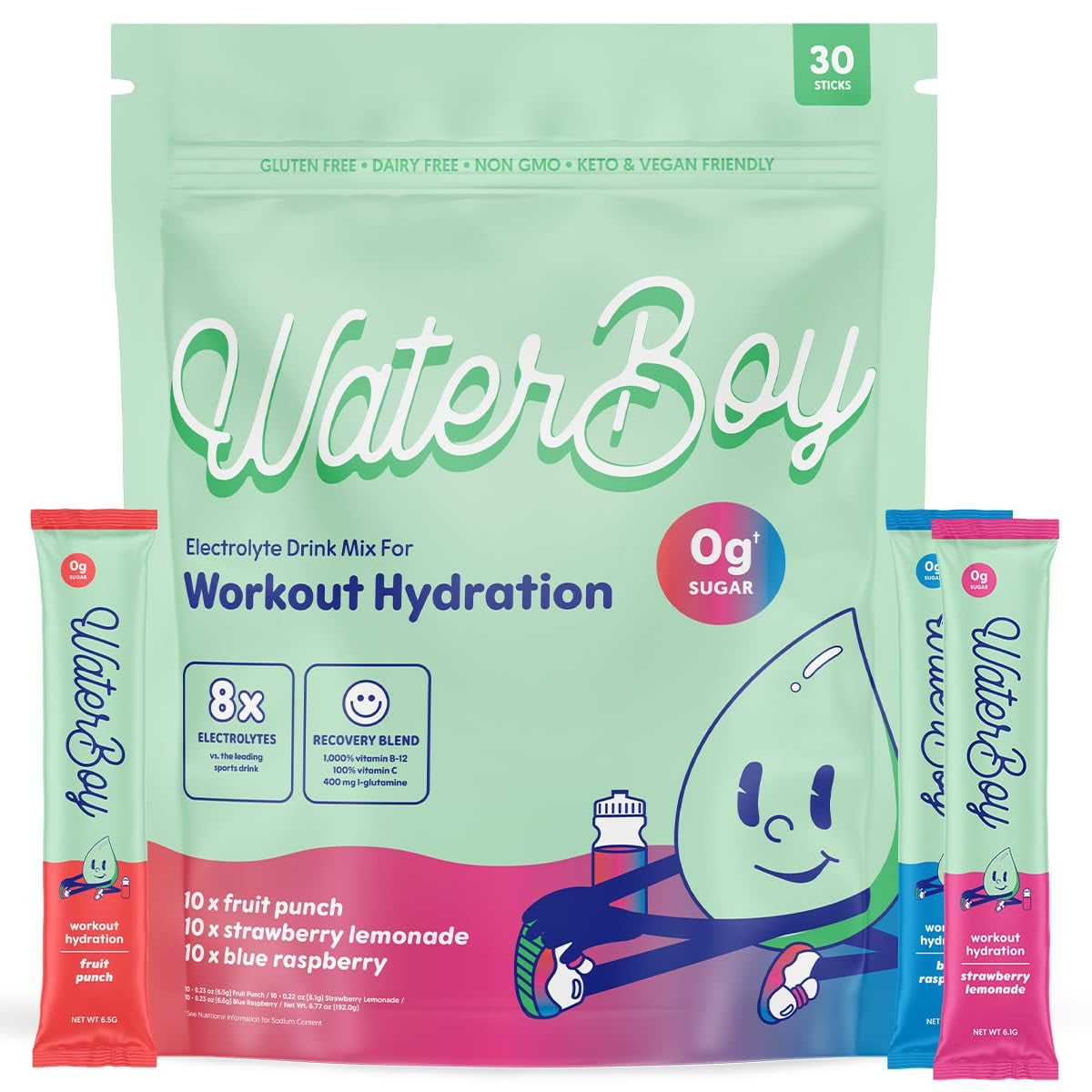 Waterboy Workout Hydration | 2,960mg Sugar Free Electrolyte Powder ...