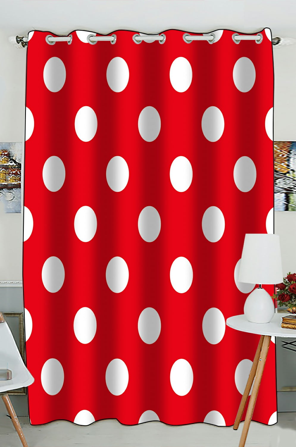 ABPHQTO Red Polka Dot Grommet Blackout Curtain Room Darkening Curtains ...