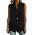Aezemi Women's Collared Button up Shirts, Sleeveless Casual Work Tank ...