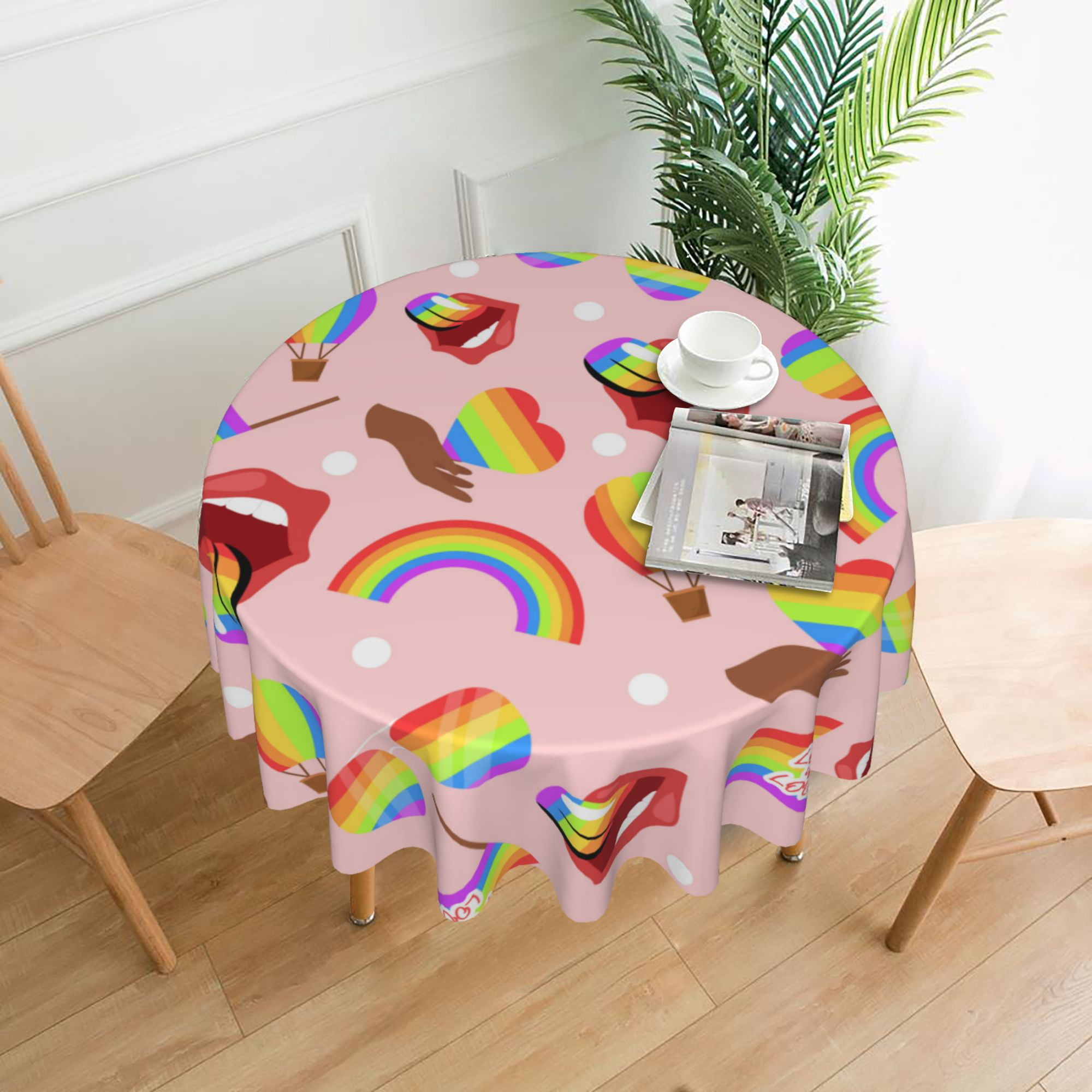 ZICANCN Round Table Cloths 60 Inch, Rainbows Pride Table Cover ...