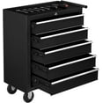 TUFFIOM 5-Drawer Rolling Tool Chest w/Lock & Key, Tool Storage Cabinet with Wheels, Top Cushion ...