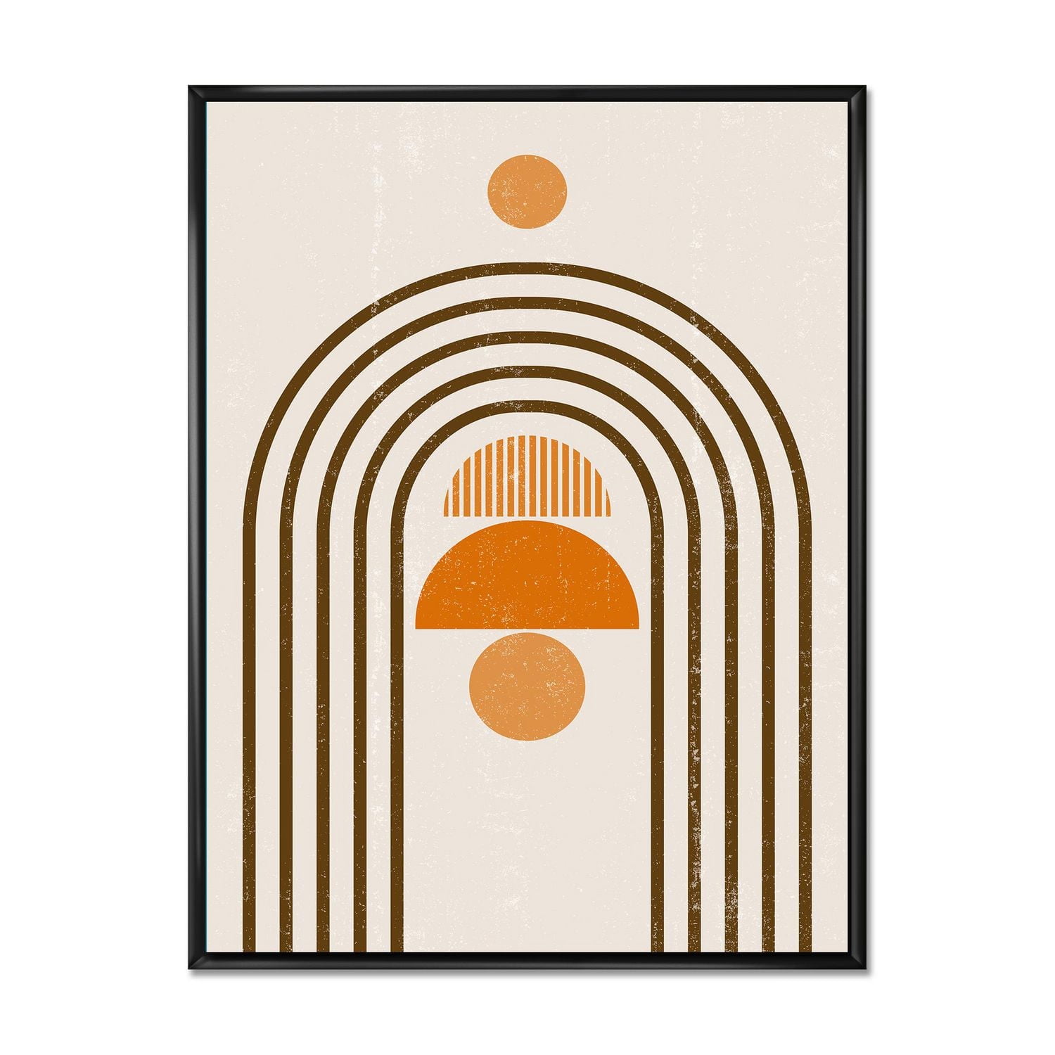 Designart Abstract Rainbow Sun and Moon In Earth Tones IV FLOAT FRAME ...