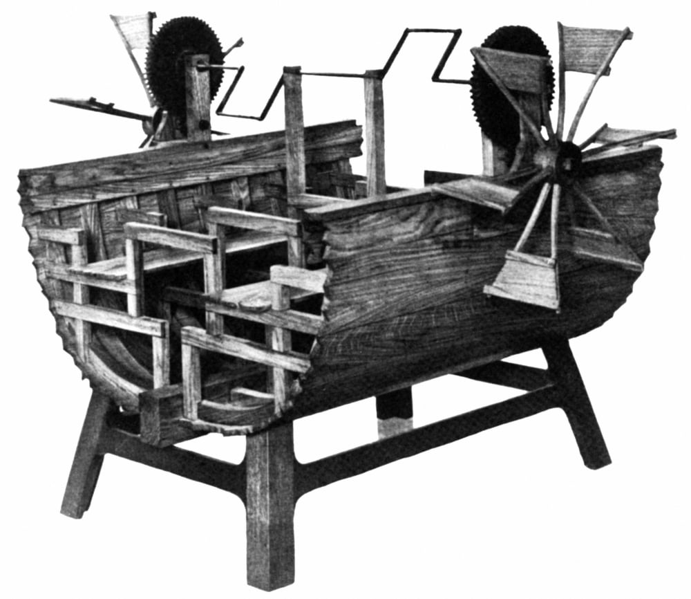 Leonardo: Paddle Boat. /Nmodel Of A Paddle Boat Based On Leonardo Da ...