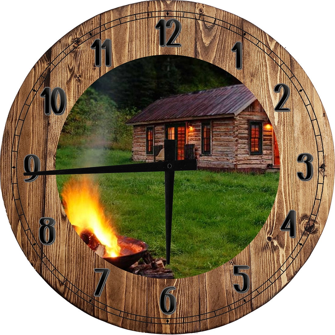 Wood Wall Clock 18 Inch Round Cabin Wall Art for Cabin Decor for Rustic ...