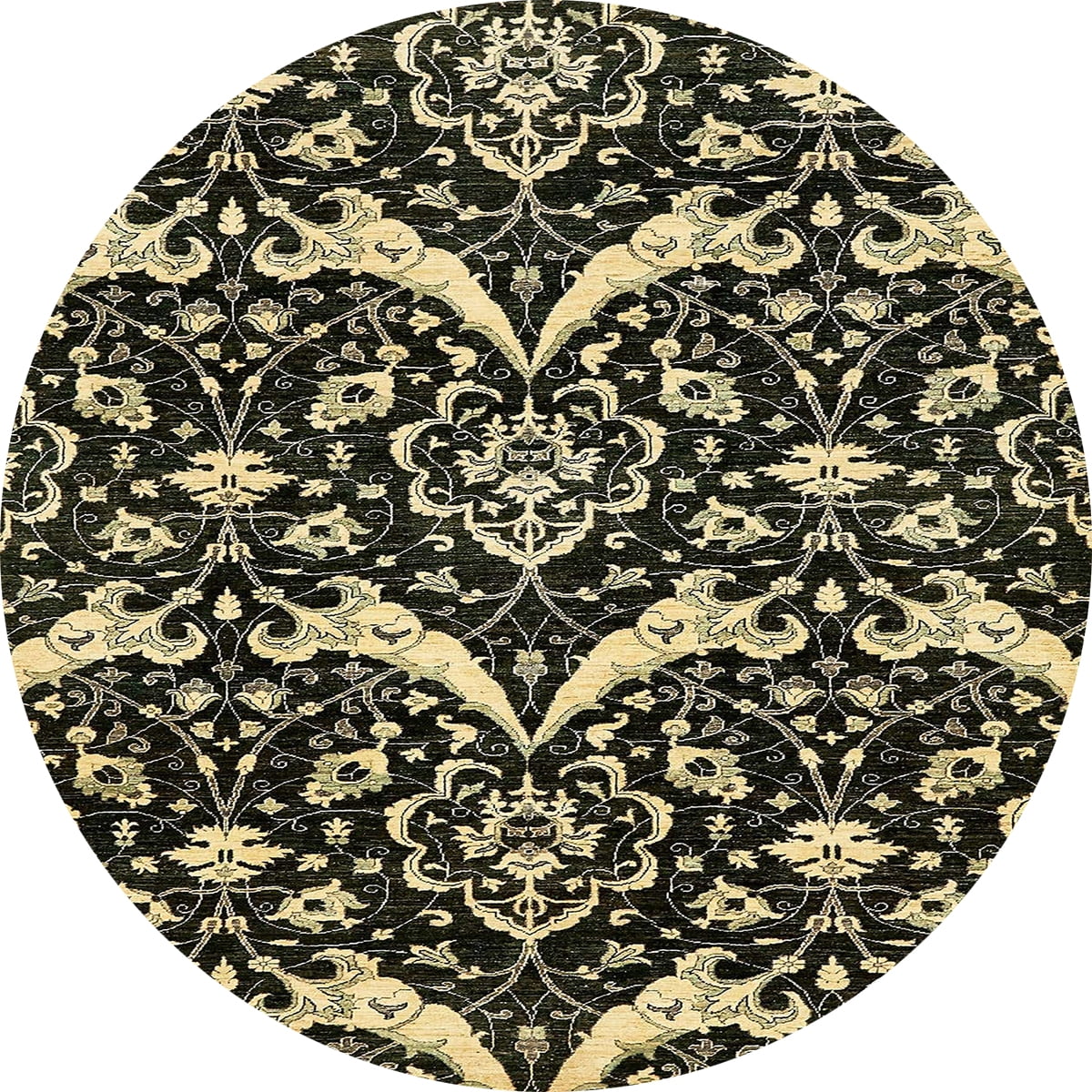 Ahgly Company Indoor Round Abstract Black Abstract Area Rugs, 5' Round ...