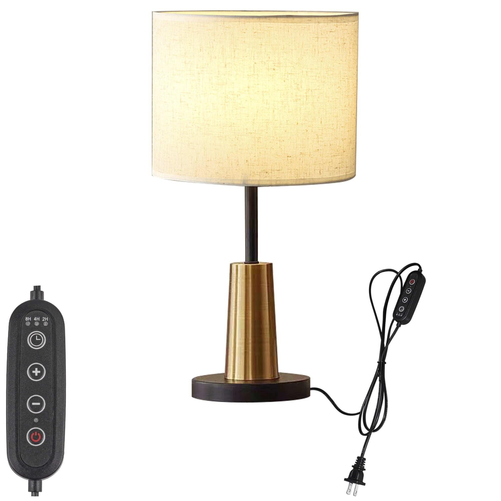 Kiven Modern Plug in Table Lamp, Dimmable Desk Lamp with White Fabric ...