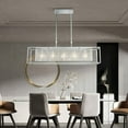 Modern Rectangular Crystal Chandelier Pendant Dining Room Hanging Light ...