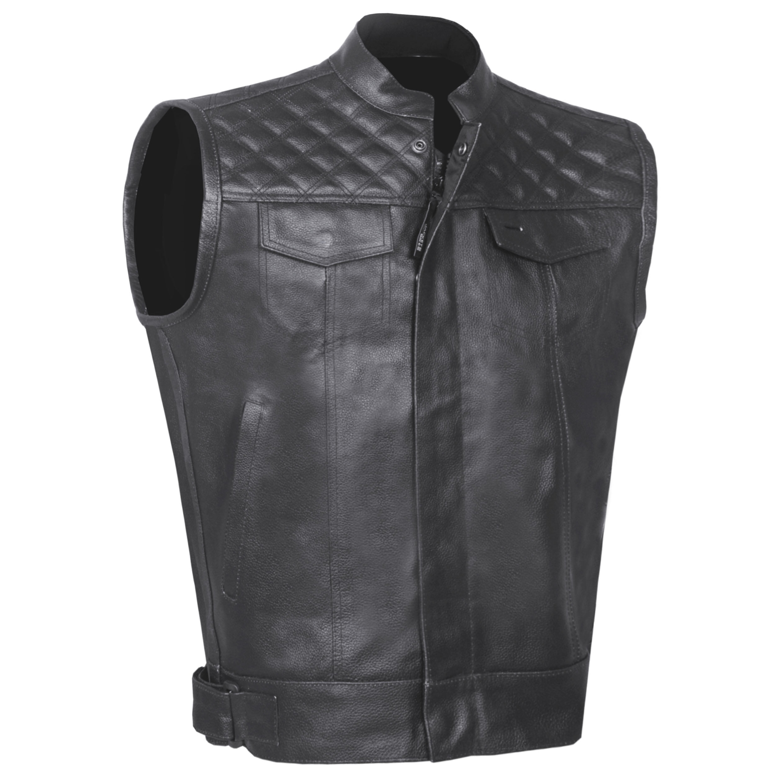 SOA Men's Leather Armor Motorcycle Vest - 100% Genuine Cowhide Biker ...