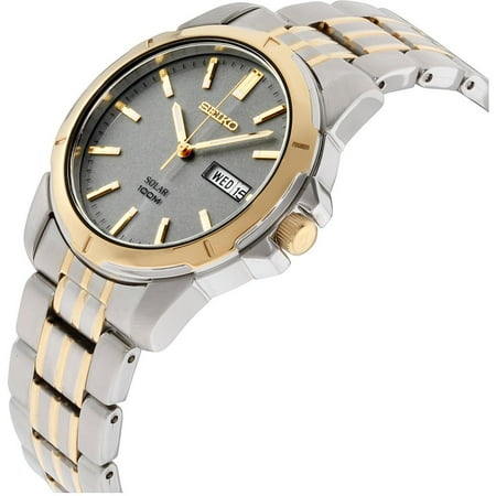 Seiko - Seiko Men's Solar Two-Tone Day/Date Watch - Charcoal Dial ...