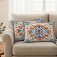 Boho Orange Blue Outdoor Pillow Covers 20"x12" Set of 2,Waterproof ...