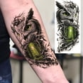 1 Sheet Trendy Realistic Owl Tiger Skull Temporary For Men Women Adults ...