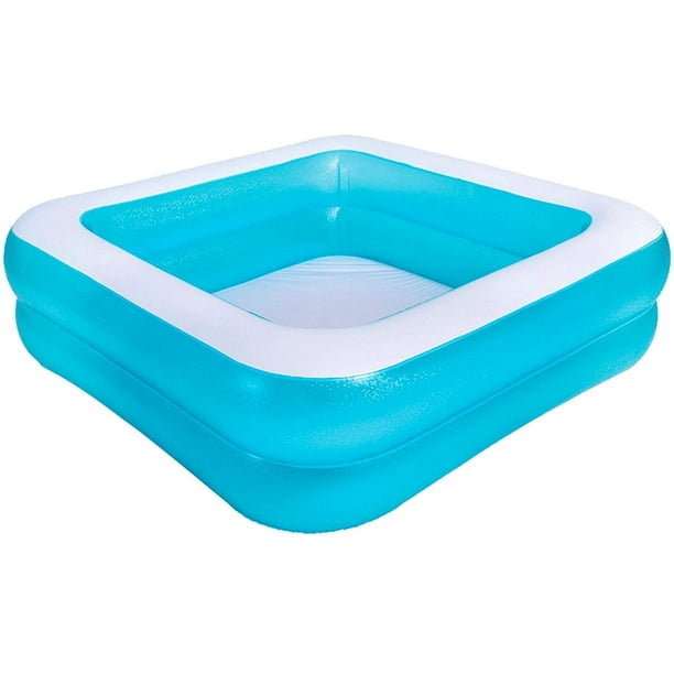 Double Kiddie Pool,57” X 57” X 17.5” Indoor & Outdoor Square Inflatable ...