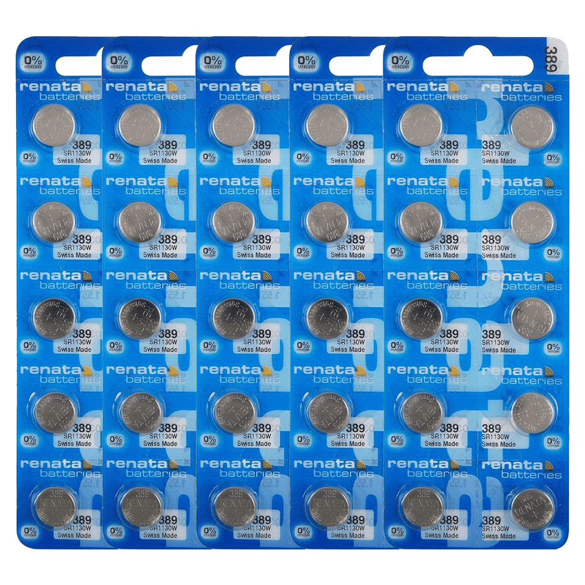 Renata 389 SR1130W Batteries - 1.55V Silver Oxide 389 Watch Battery (50 ...