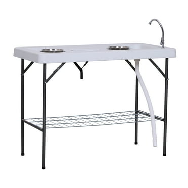 Topbuy Portable Fishing Fillet Prep Table with Rotatable Faucet, Sink ...