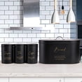 Set of 4 Bread Box and Canister Set for Kitchen Countertop, Metal Bread ...