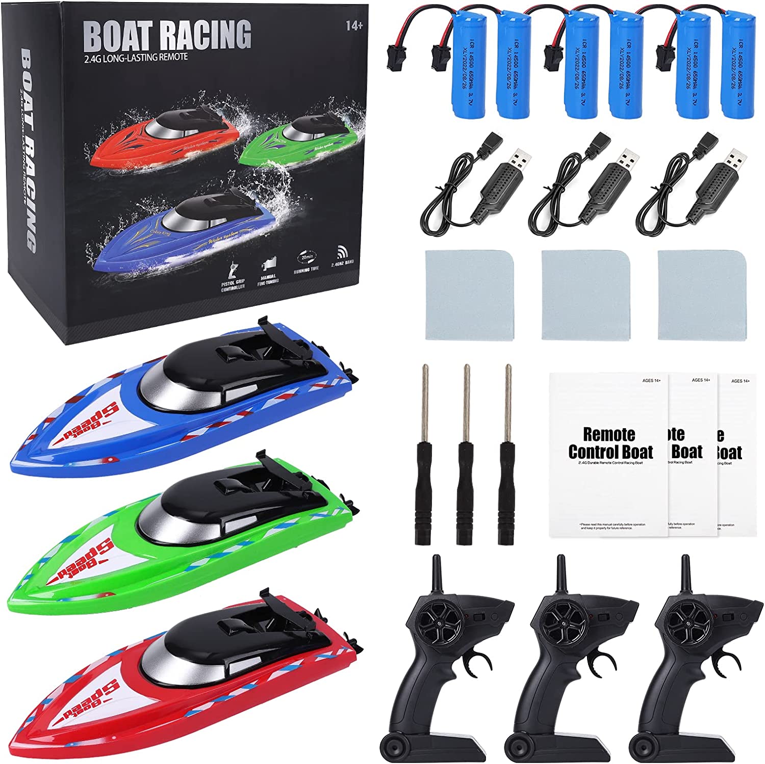 3 Pack RC Boats, Remote Control Boats for Pools and Lakes, High Speed ...