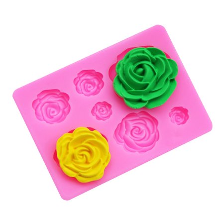 SHAR Small, Medium and Large 7 Pieces 3D Roses and Flowers Silicone ...