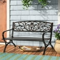 "Alpha Joy Large 50"" Heavy Duty Outdoor Steel Patio Garden Bench for Lawn, Park, Deck- Bronze ...