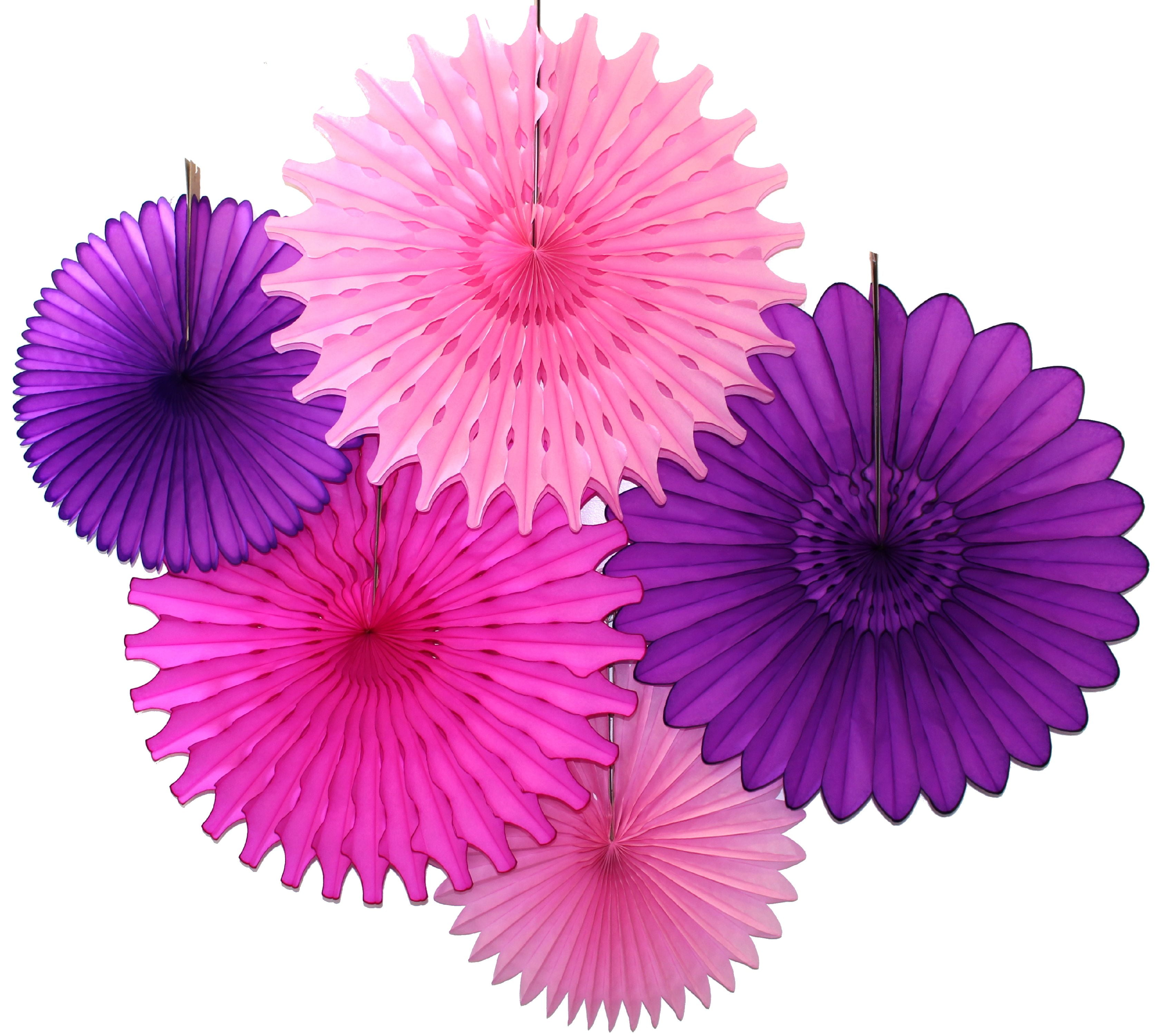 Devra Party Cerise, Purple, and Dusty Rose Large Tissue Paper Fan ...