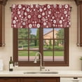 Daisy 2 Panels Kitchen Valance, Leaf Scrolls Red Background Vintage ...