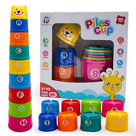 Stacking Cups Colorful Educational Alphabets Numbers Building Joy Cups ...