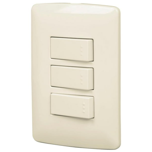 PLACA CON 3 INTERRUPTORES SENCILLOS VOLTECK 48664 VOLTECK PA-APTR-I ...