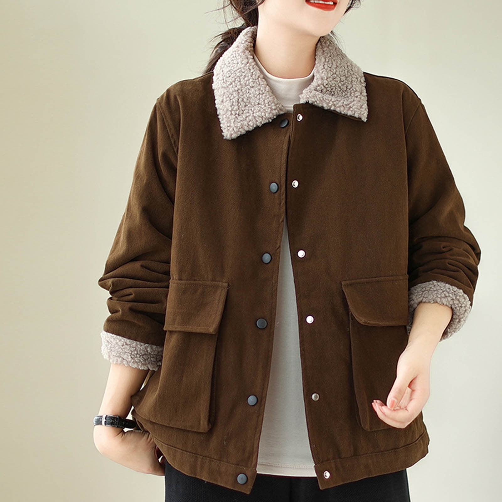 Click here for Lovzfmll Jackets For Womens Winter Lapel And Fleec... prices