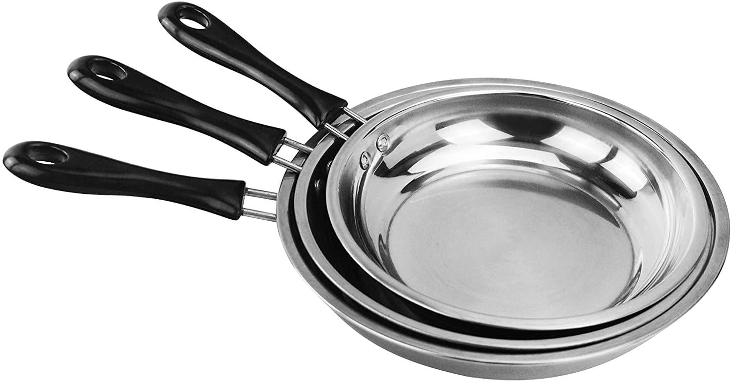 Kit Set Sartenes Acero Inoxidable Set 3 Piezas 21 23 Y 25 plateado 1 ...