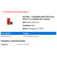 Oil Filter - Compatible with 2022 Isuzu FTR 6.7L 6-Cylinder B6.7 Cumins ...