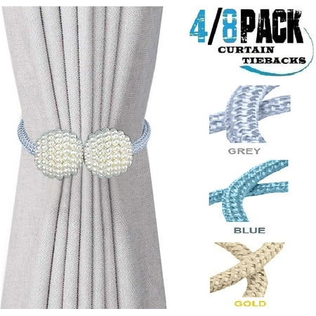 Amerteer 8 PCS Magnetic Curtain Tiebacks, Decorative Rope Curtain ...
