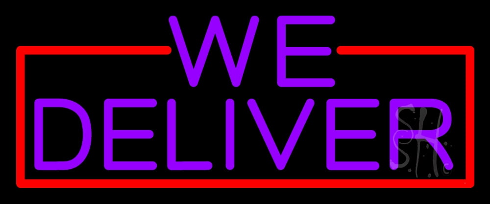 Purple We Deliver LED Neon Sign 6 x 15 - inches, Clear Edge Cut Acrylic ...