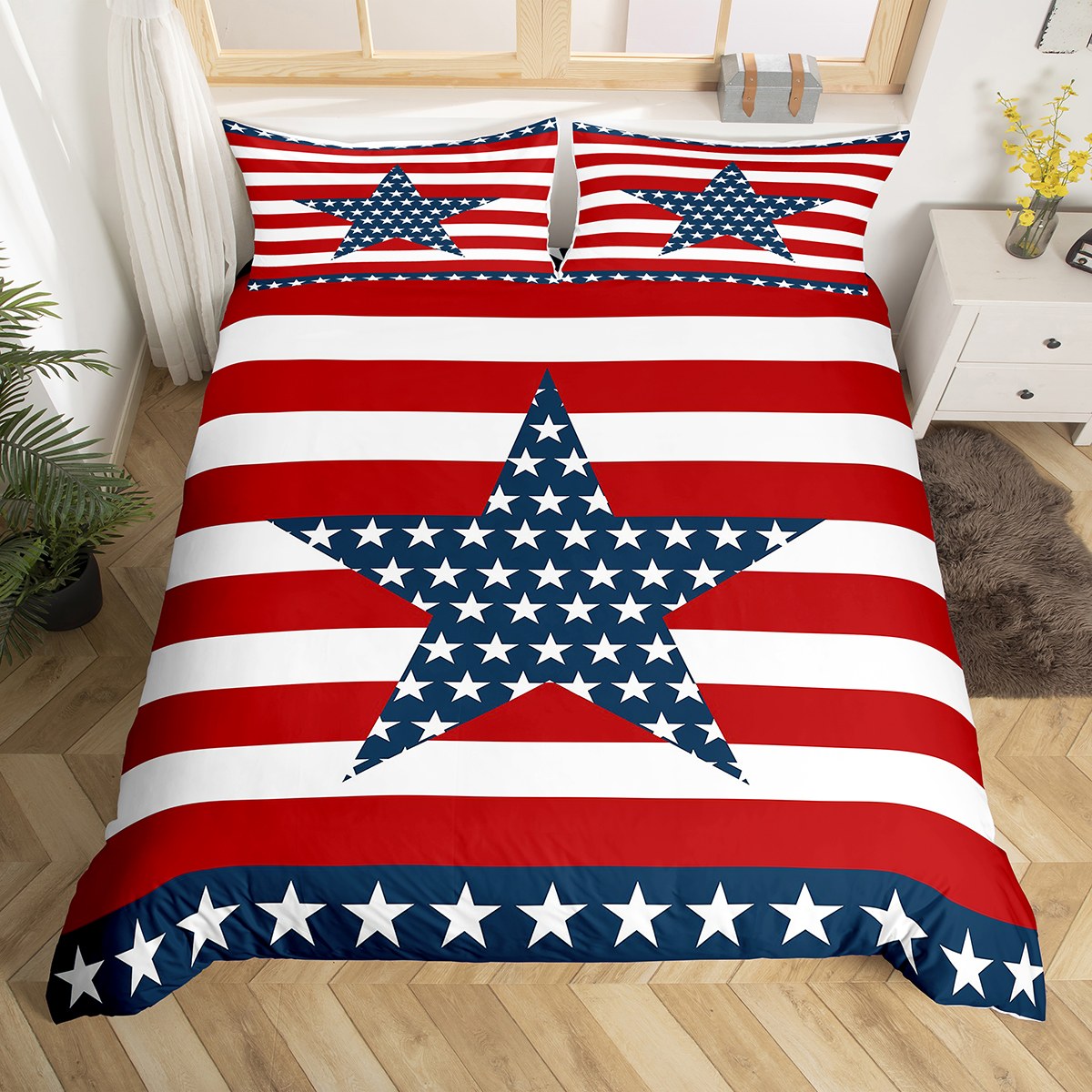 Western Texas Star Bedding Set Cartoon Vehicles Comforter Cover for ...
