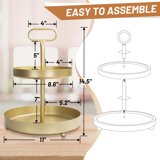 MAONAME Gold Two Tiered Tray, Metal 2 Tier Tray with Handle, Modern ...