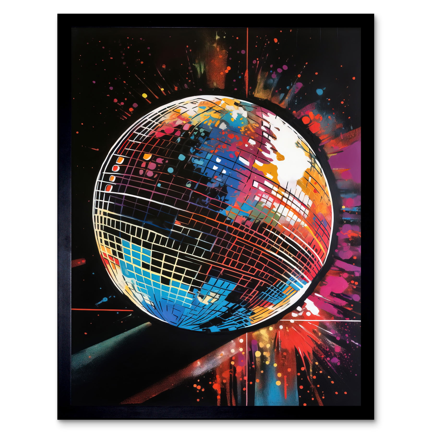 Disco Ball Music Night Reflections Modern Spray Paint Painting Art ...