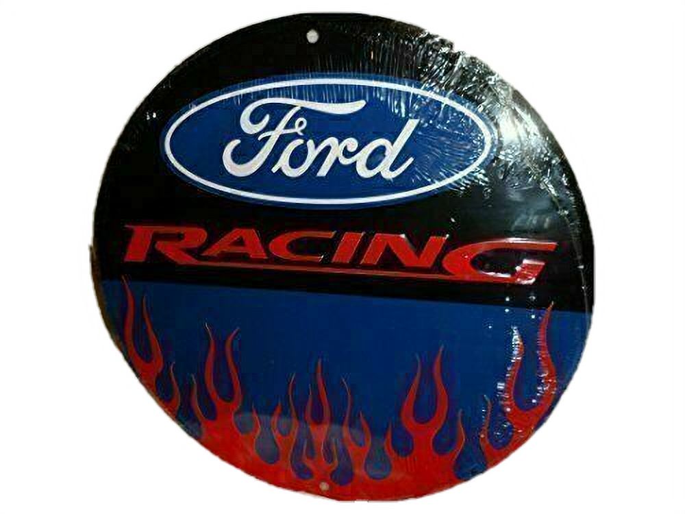 Ford Racing Oval Tin Sign With Red Flames 12" Wide - Walmart.com