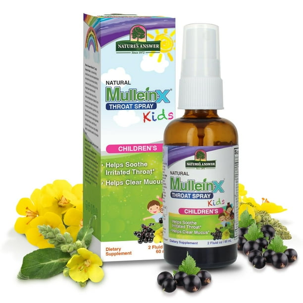 Spray para garganta Nature's Answer Mullein X Kids, 60 ml, tamaño de ...