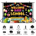 Black Welcome Back to School Backdrop First Day of School Background ...