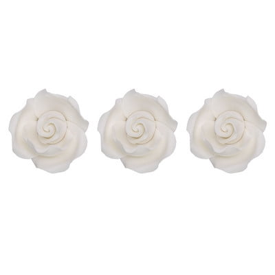 White 1.5" Roses Edible Sugar Roses Cake/Cupcake Decorations 6 ct ...
