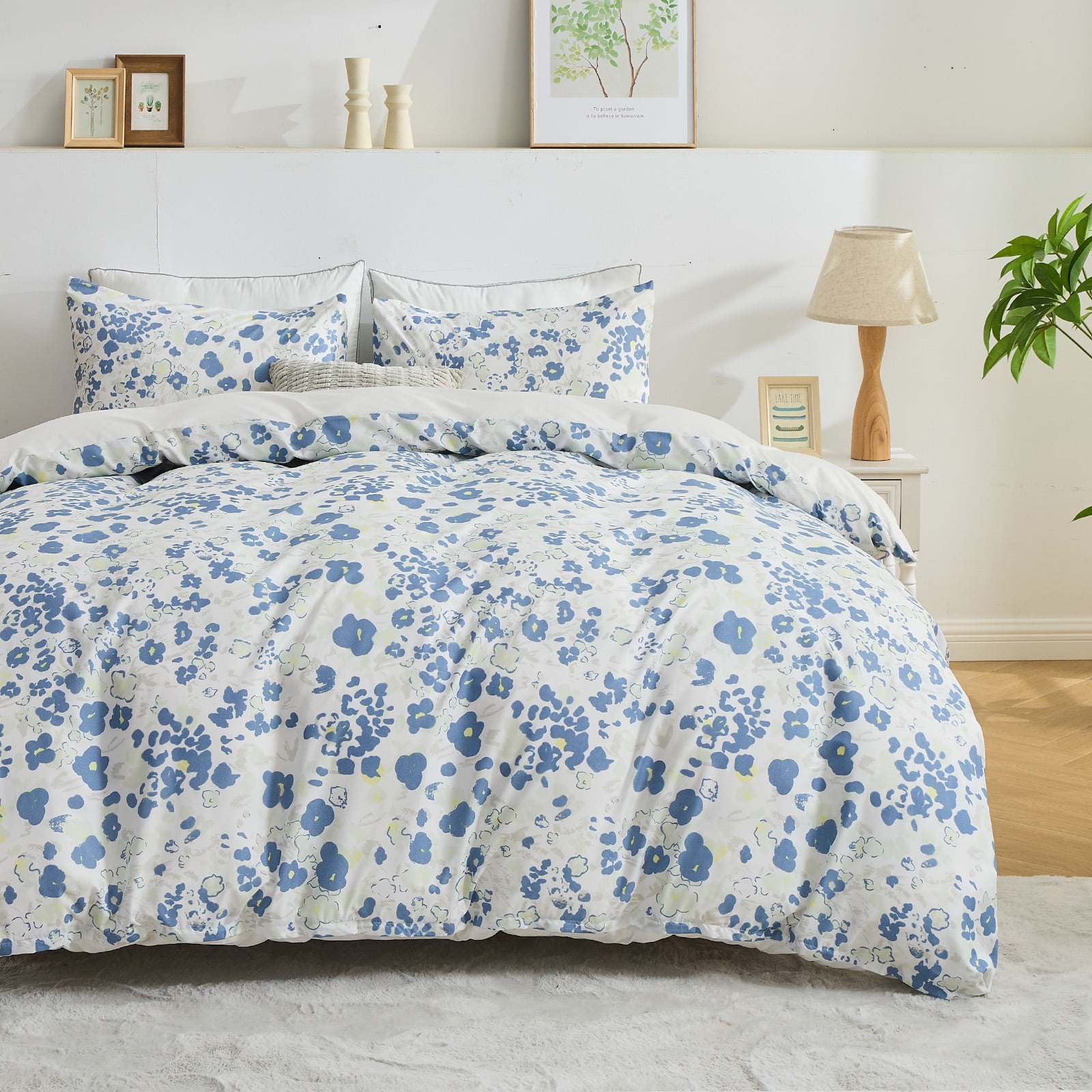 Hitime Queen Duvet Cover Set, Soft & Breathable Microfiber 3 Pieces ...